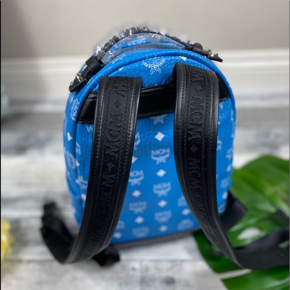 MCM | Bags | Mcm Stark Backpack In Blue Viseto 32 | Poshmark